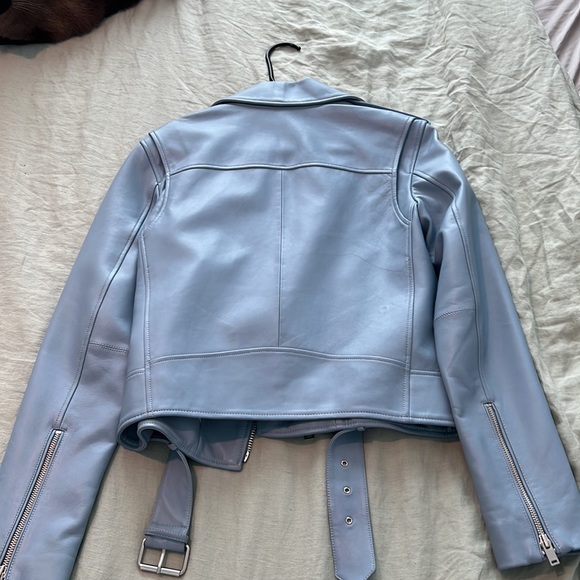 Theory | Jackets & Coats | Theory Blue Leather Jacket | Poshmark